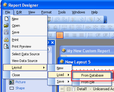 Reports > Customizing a report from VisionCore Default Layout and DataSource