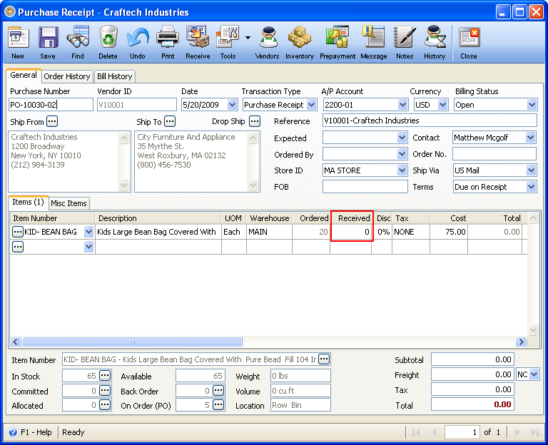 Purchases > Receiving All Items When Processing Purchase order to Purchase Receipt
