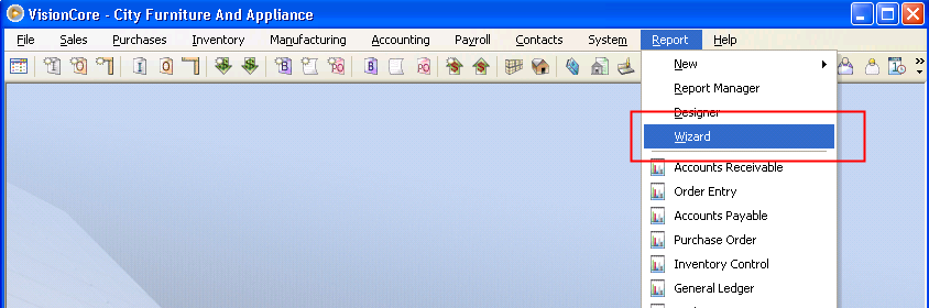 Reports > Creating a VisionCore Custom Report using the Report Wizard